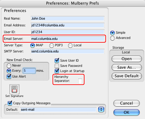 Mulberry for Macintosh: Reconfiguring for Cyrus