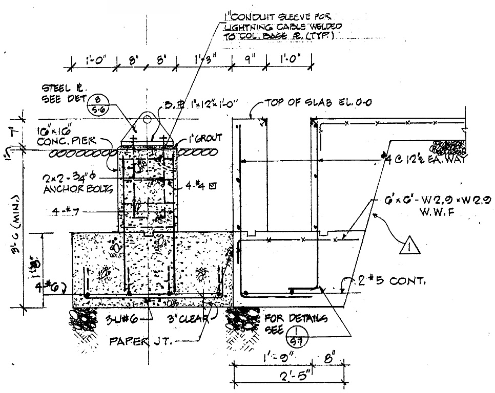 Drawing S7-5, section at exterior column foundation