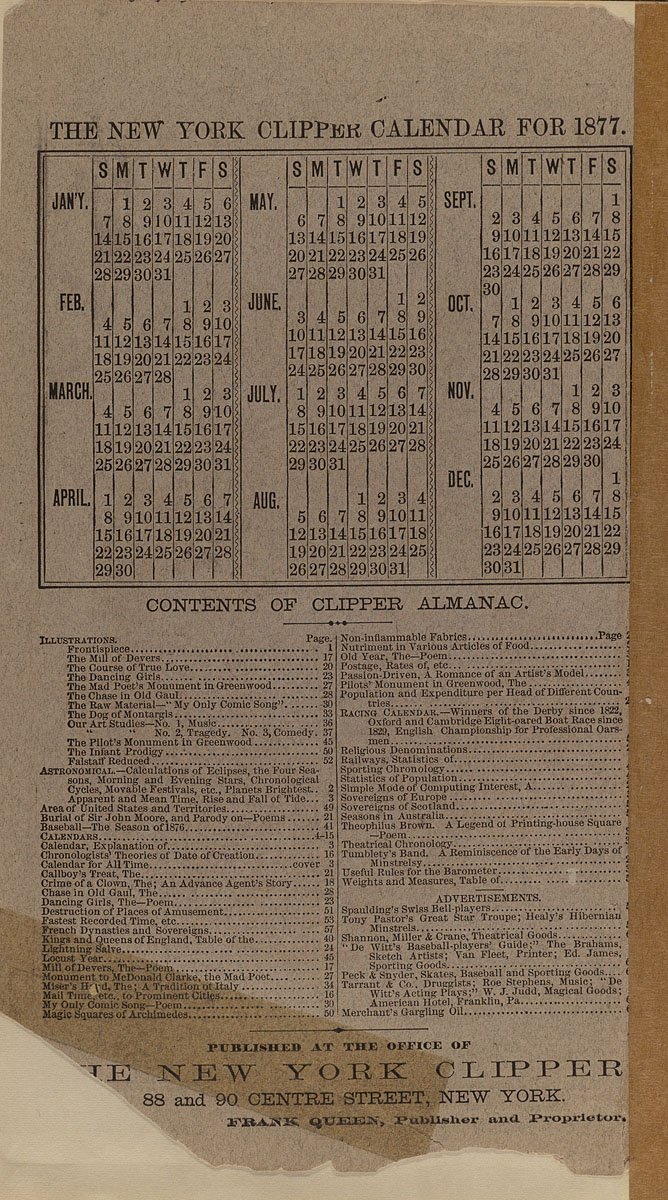 Columbia University Libraries: The New York clipper almanac.