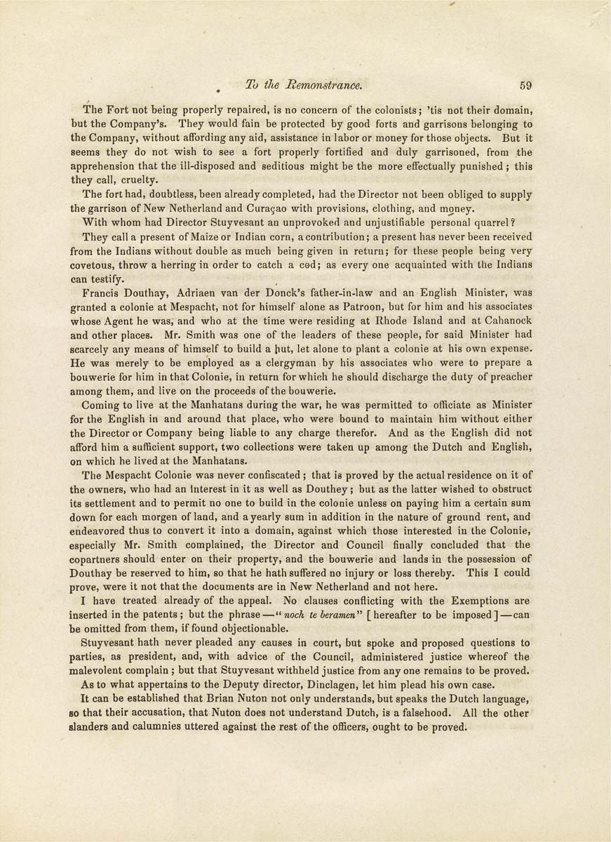 Columbia University Libraries: Remonstrance of New Netherland and the ...