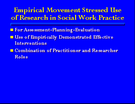 "Empirical Movement Stressed Use of Research in Social Work Practice"
