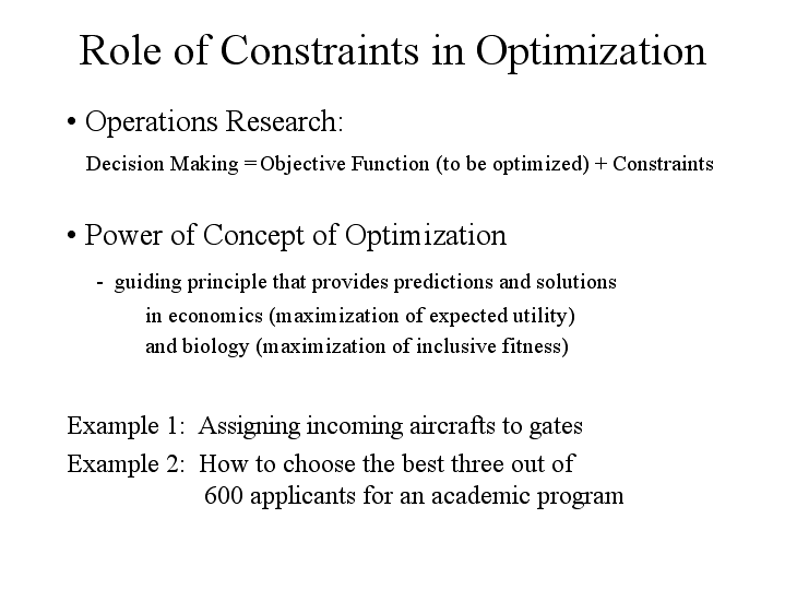 Role of Constraints in Optimization