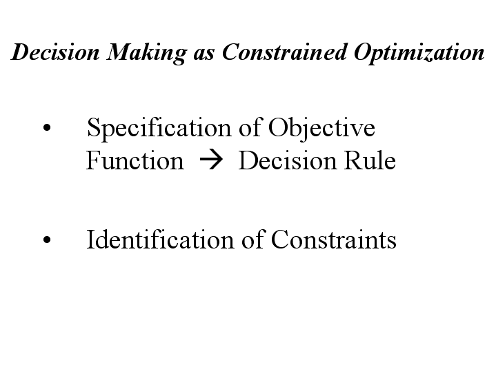 Decision Making as Constrained Optimization