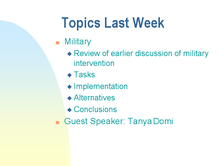 Topics Last Week