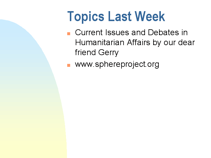 Topics Last Week