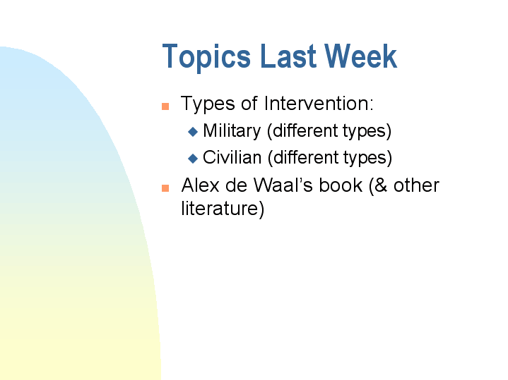 Topics Last Week