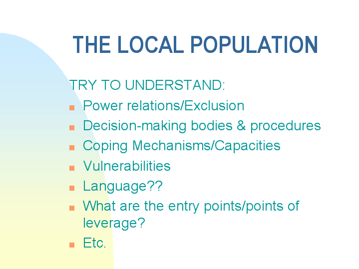 THE LOCAL POPULATION