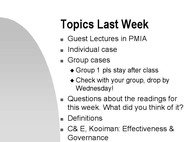 Topics Last Week