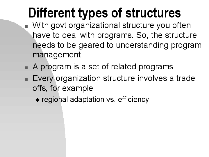 Different types of structures