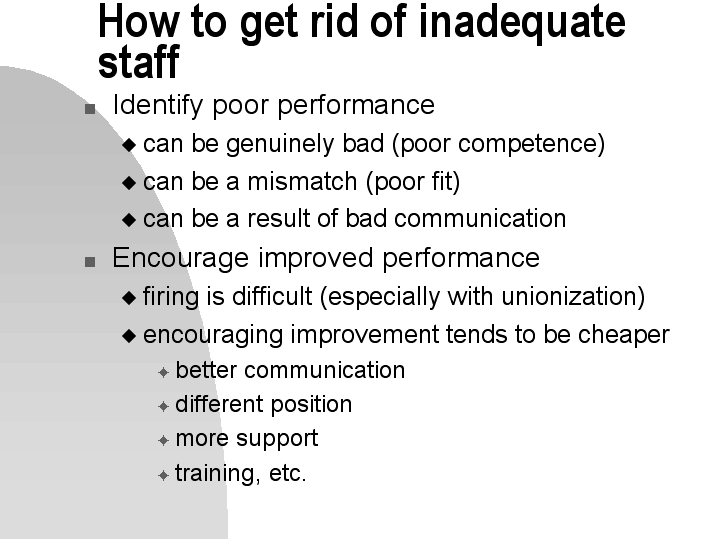 How to get rid of inadequate staff
