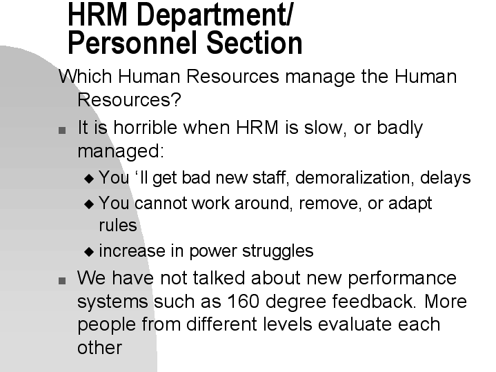 HRM Department/ Personnel Section