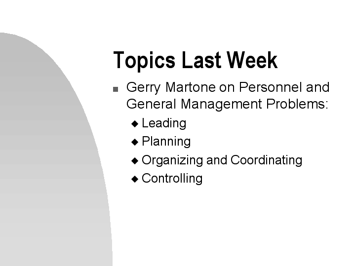 Topics Last Week