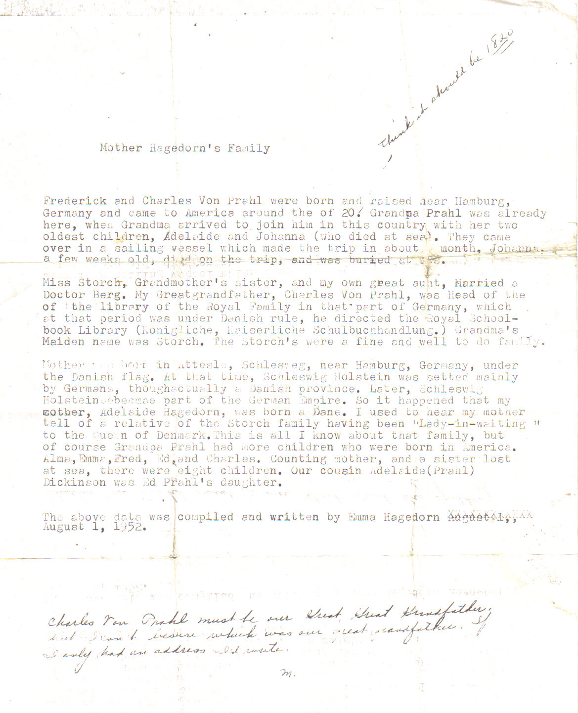 Prahl Family Document No. 2