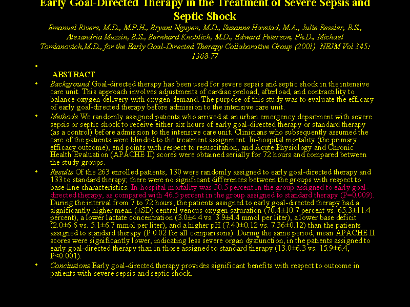 Early Goal-Directed Therapy in the Treatment of Severe Sepsis and ...