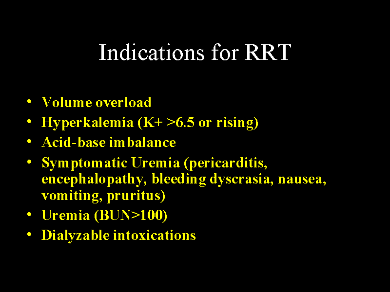 Indications for RRT