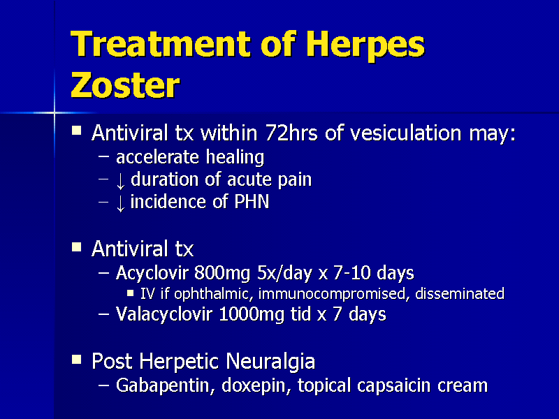 Treatment of Herpes Zoster