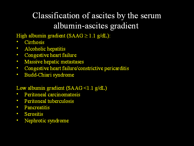 Classification Of Ascites By The Serum Albumin Ascites Gradient