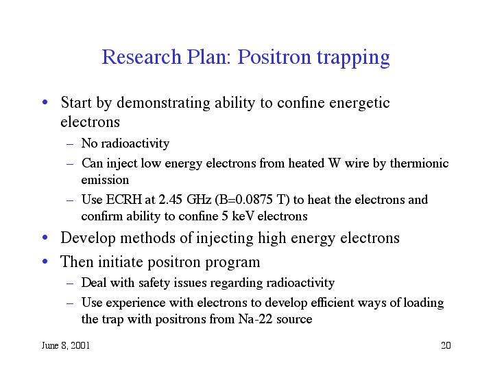 Research Plan: Positron trapping