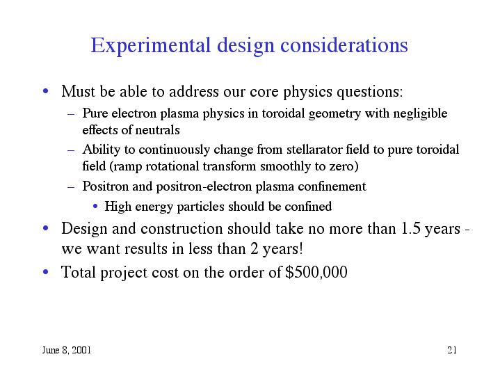 Experimental design considerations